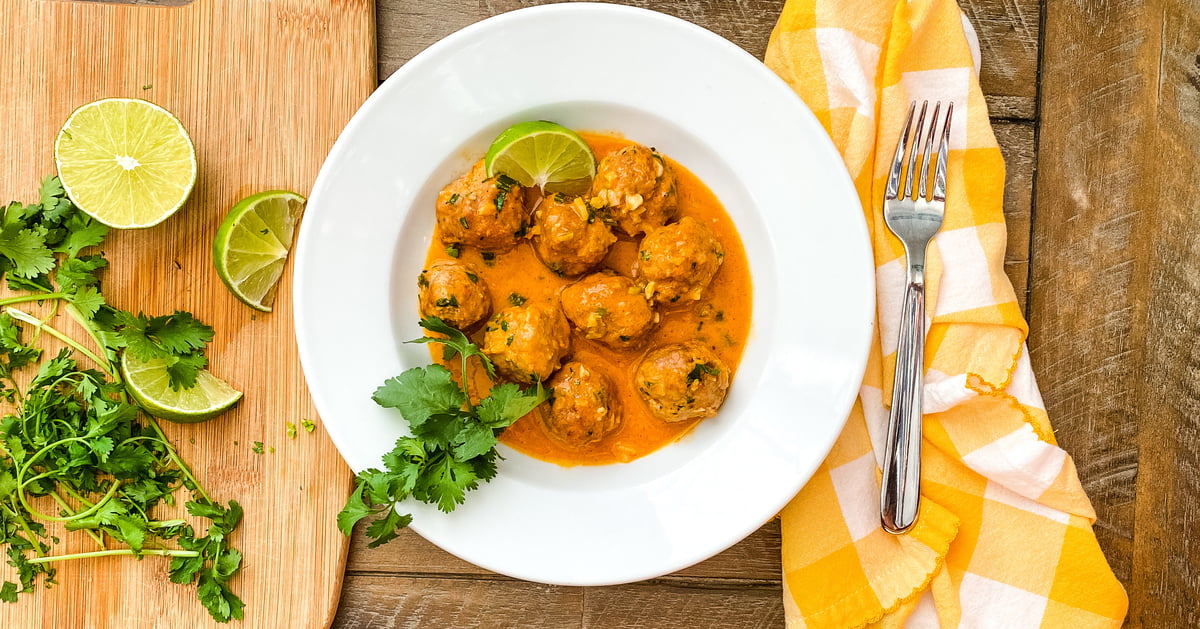 Thai Turkey Meatball Curry with Red Curry Sauce