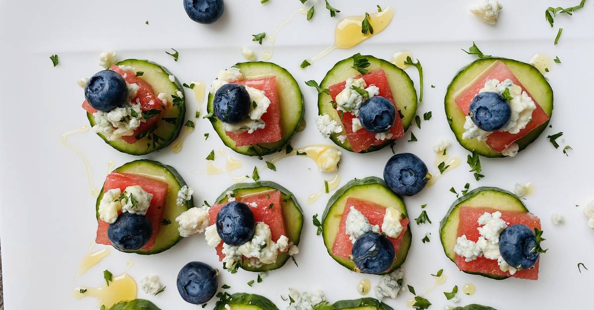 Cucumber Watermelon Appetizers with Blue Cheese