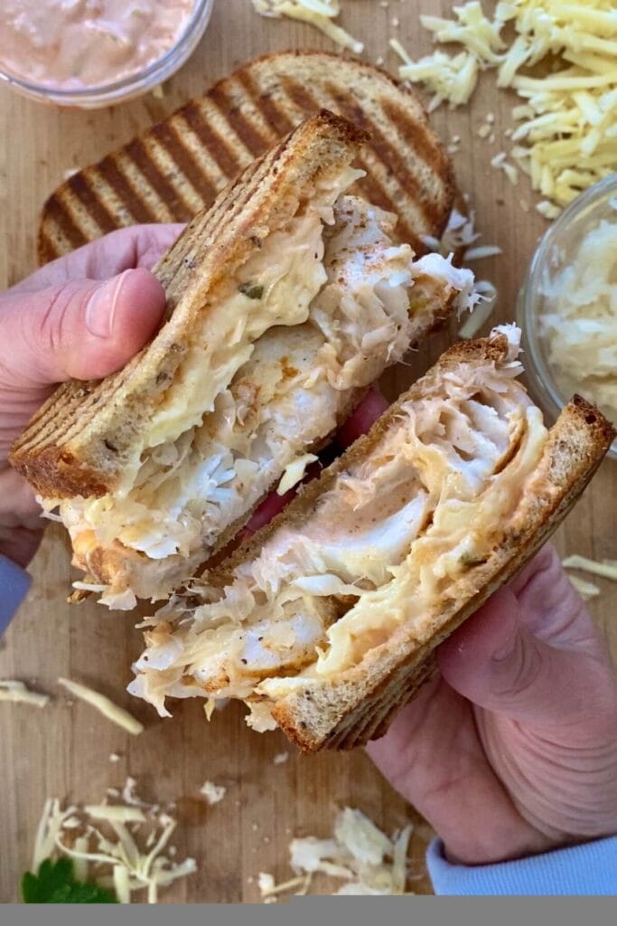 Wild Cod Fish Reuben Sandwich with 30 Second Russian Dressing