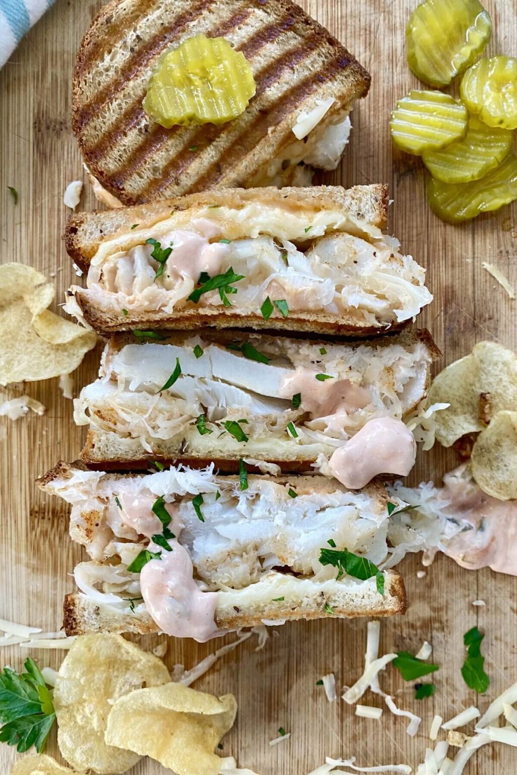 Wild Cod Fish Reuben Sandwich with 30 Second Russian Dressing