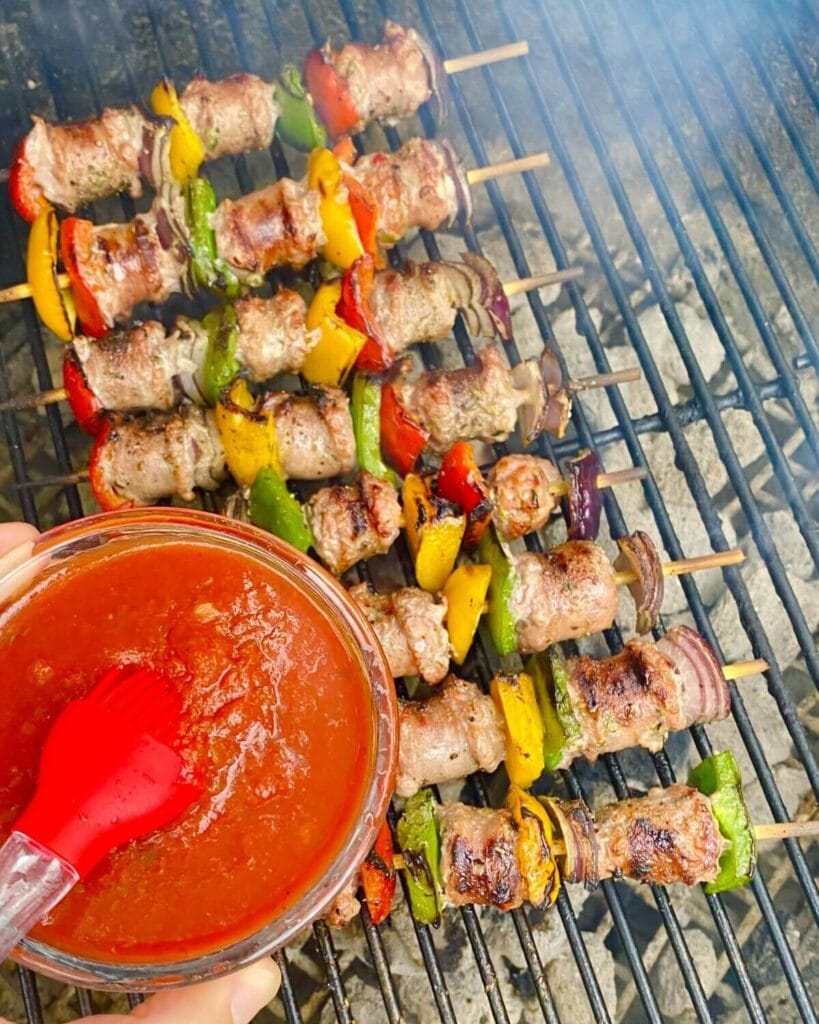Easy Italian Sausage Kabobs with Peppers and Onion