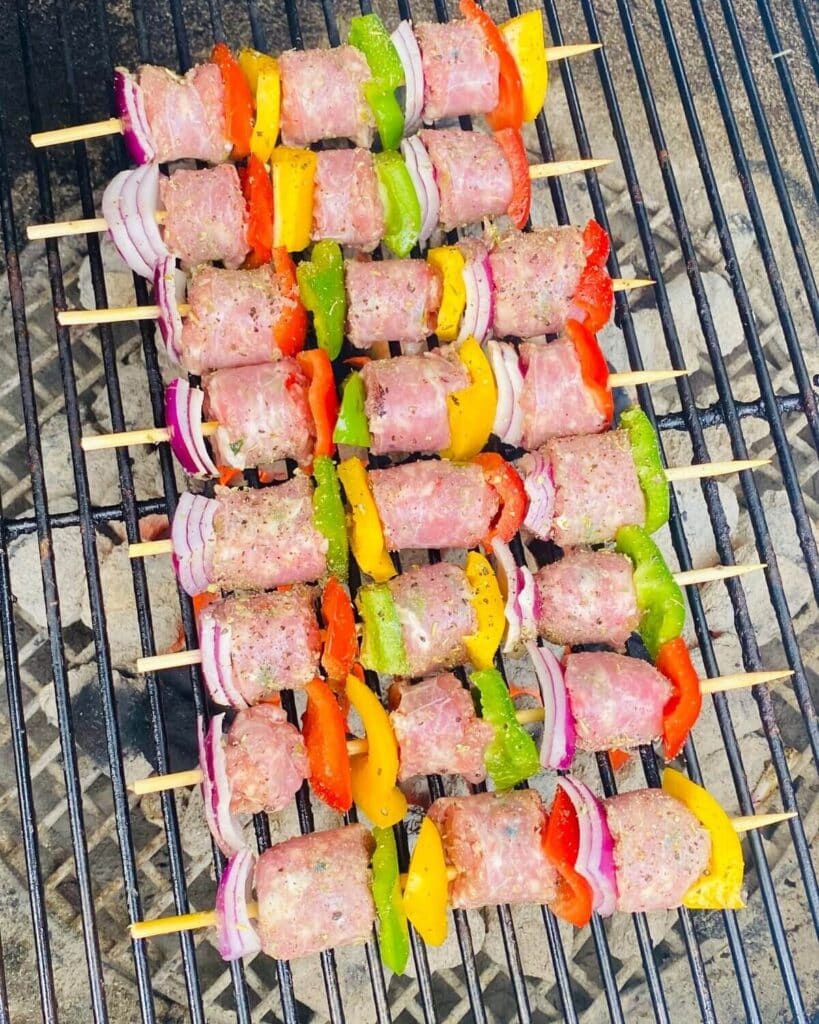 Easy Italian Sausage Kabobs with Peppers and Onion