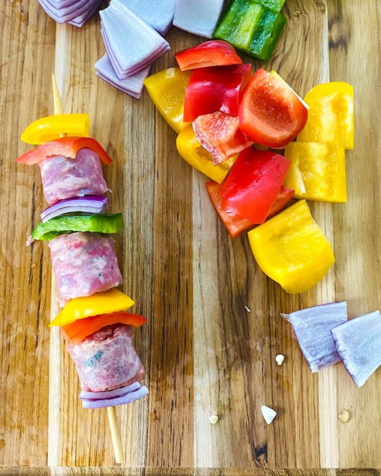 Easy Italian Sausage Kabobs with Peppers and Onion
